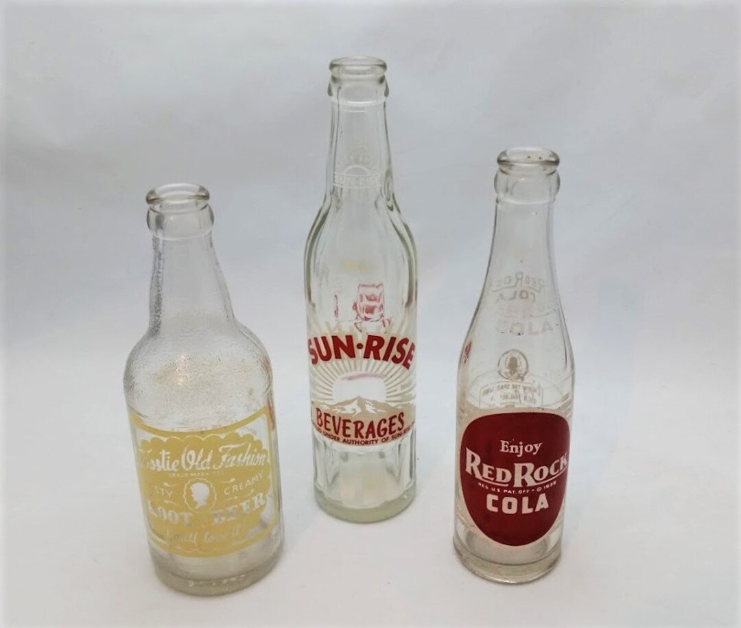 Vintage Antique Soda Pop Bottle Collection Frostie Root Beer Red Rock ...