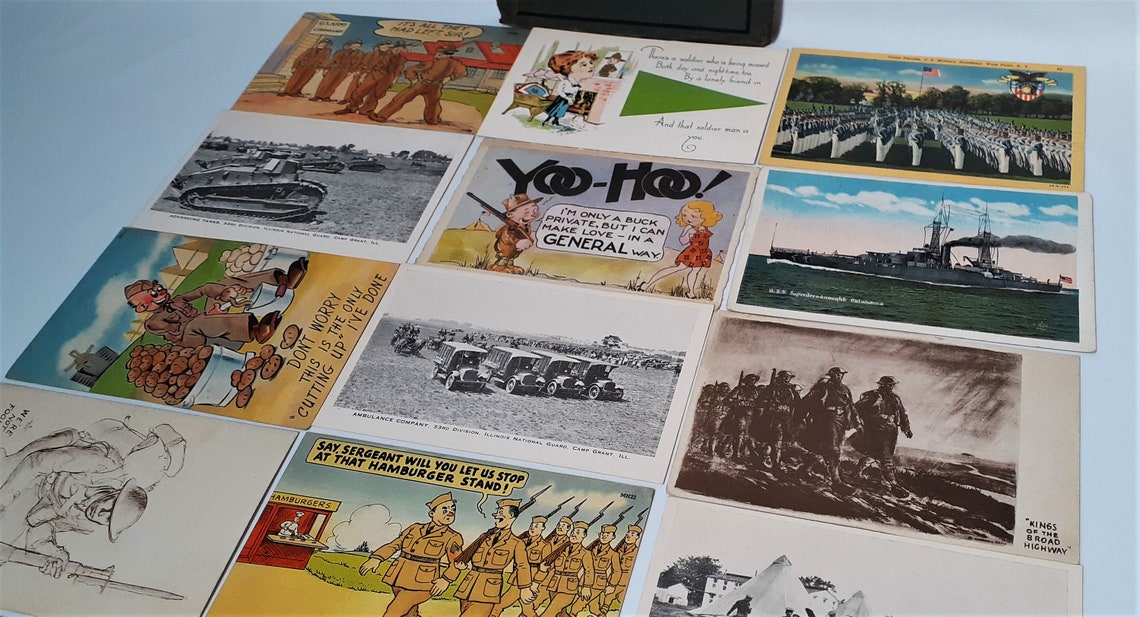 Vintage Authentic WWII Postcards Collection Lot of Sixteen Post Cards ...