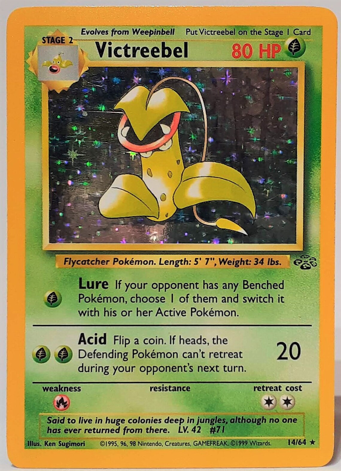 Original 1999 POKEMON Jungle Set Victreebel 14/64 Holo Unlimited Game ...