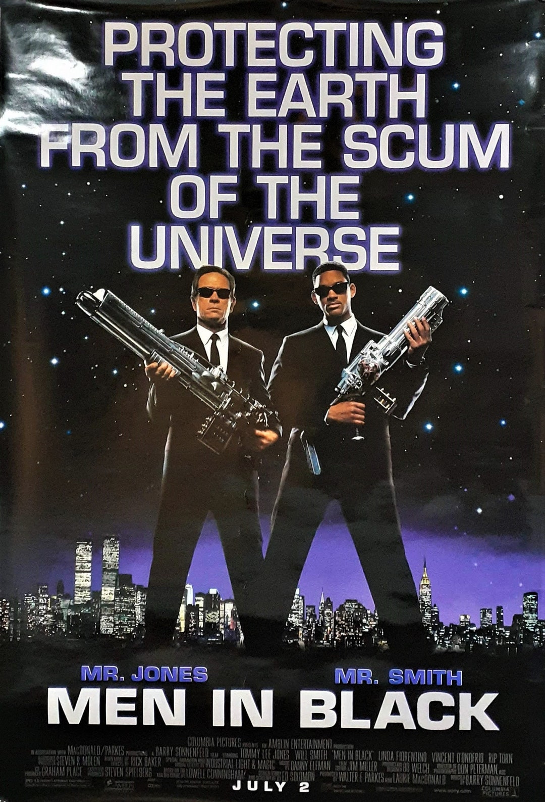 Authentic Original 1997 Men in Black Double Sided Movie Poster 39.75” X ...