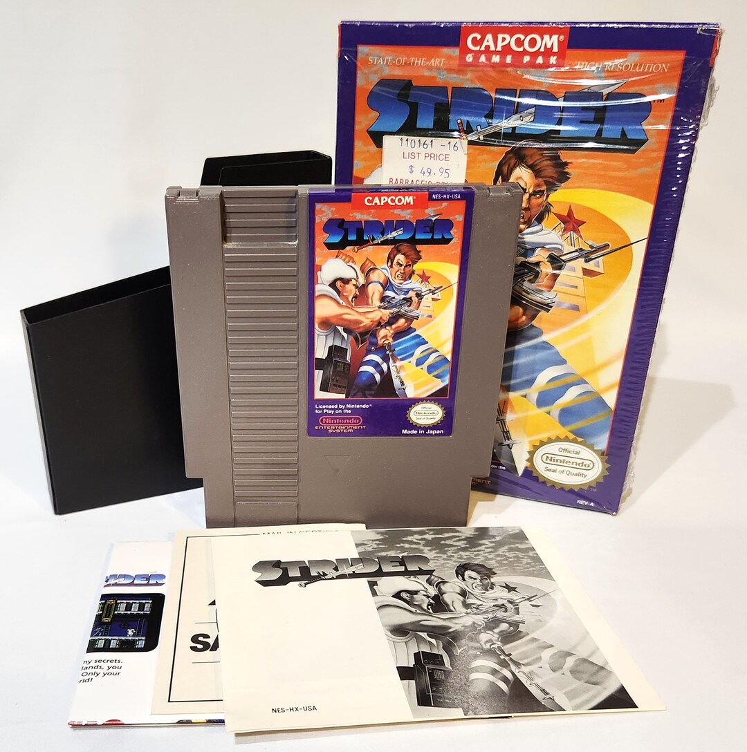 1989 Nintendo NES STRIDER Authentic Game Cartridge in Box With ...