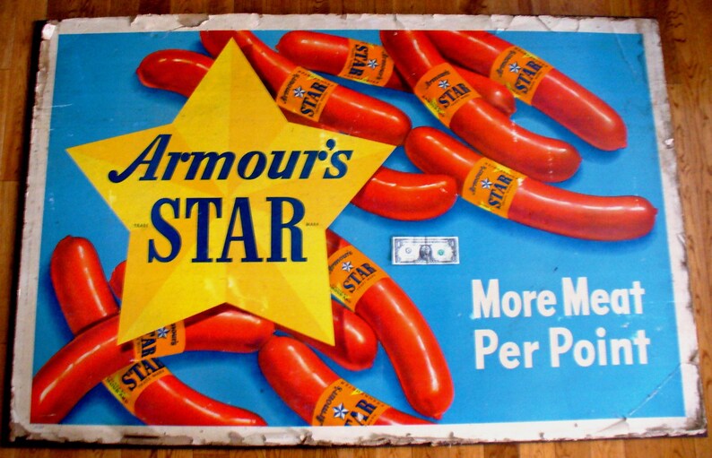 GIANT Antique Armour’s Star Hot Dog Frankfurter Armour Star Liver ...