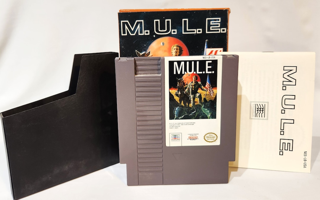 1990 Nintendo NES M.U.L.E. Authentic Game Cartridge in Box With ...