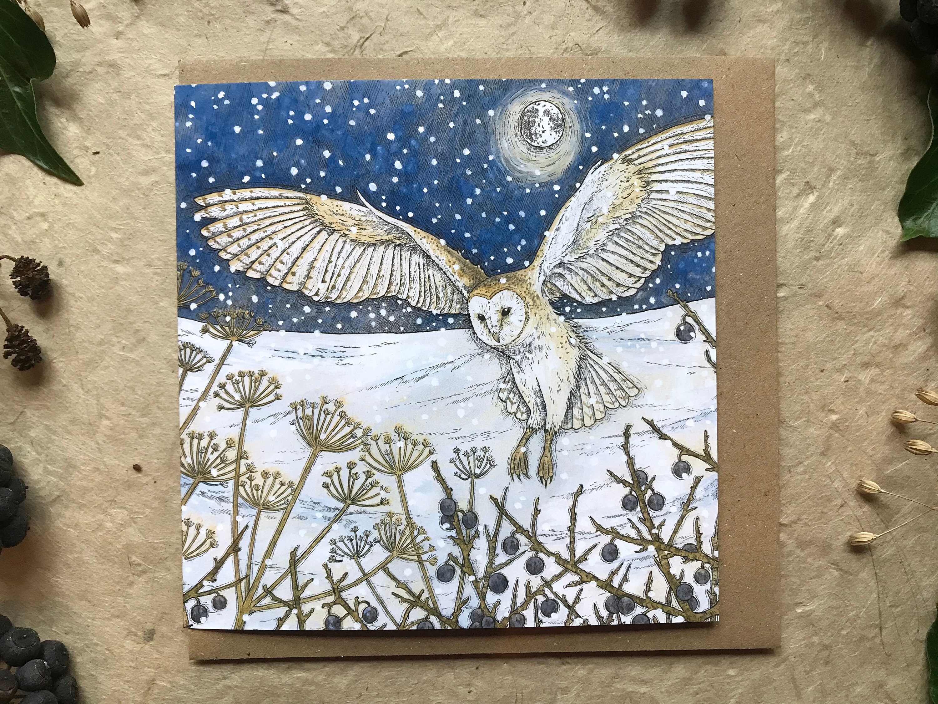 Winter Owl Card, Wildlife Christmas Card - Etsy