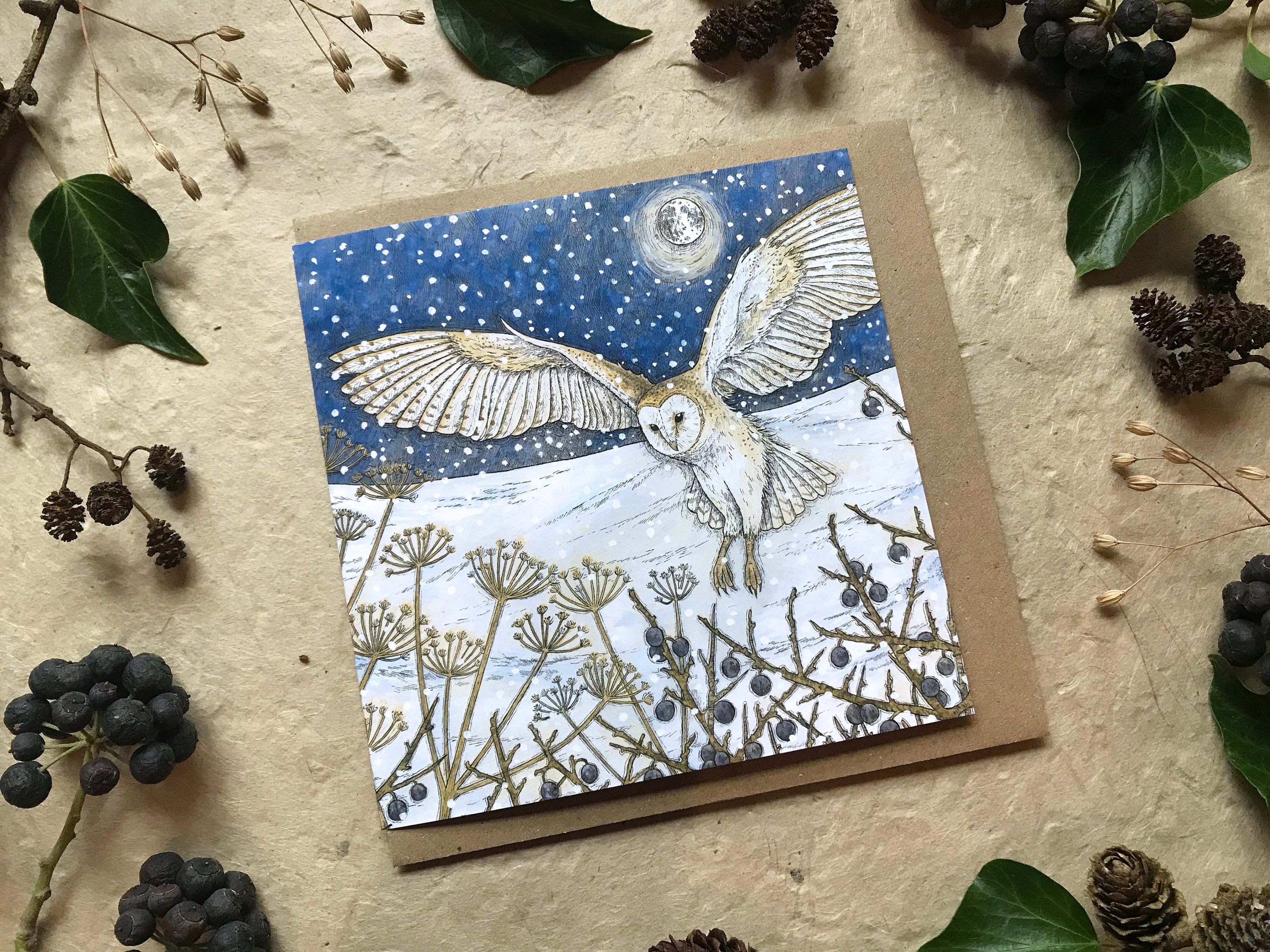 Winter Owl Card Wildlife Christmas Card - Etsy