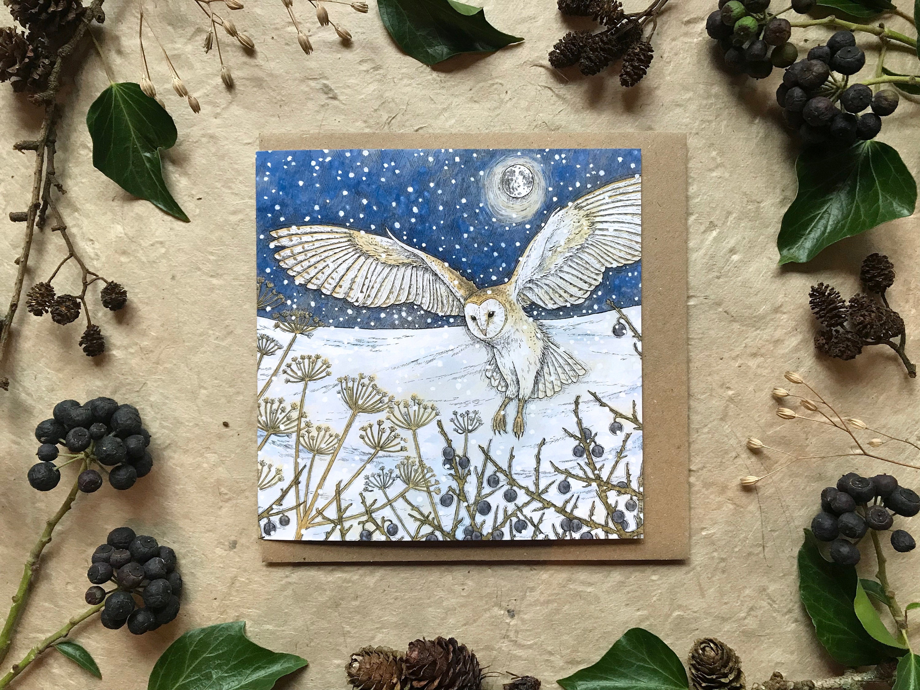 Winter Owl Card, Wildlife Christmas Card - Etsy