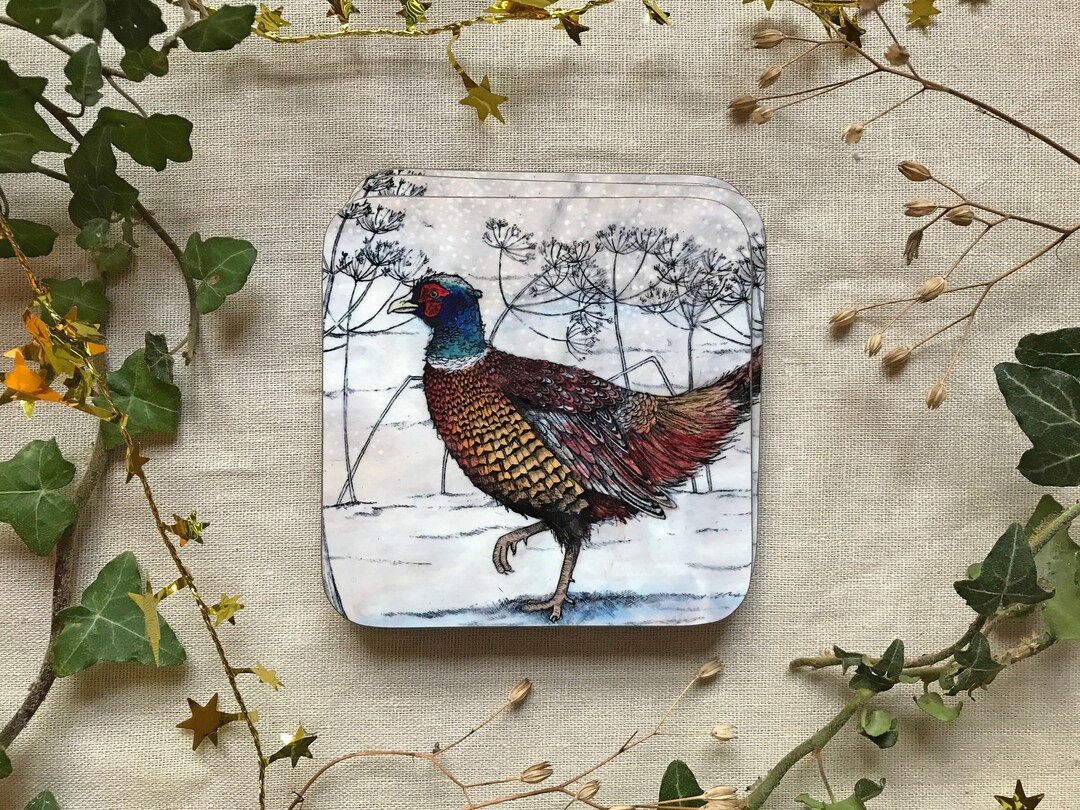 Winter Pheasant Coaster - Etsy