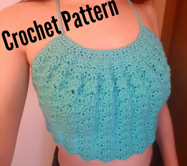 Easy Crochet Pattern Crop Halter Top Seashell - Etsy