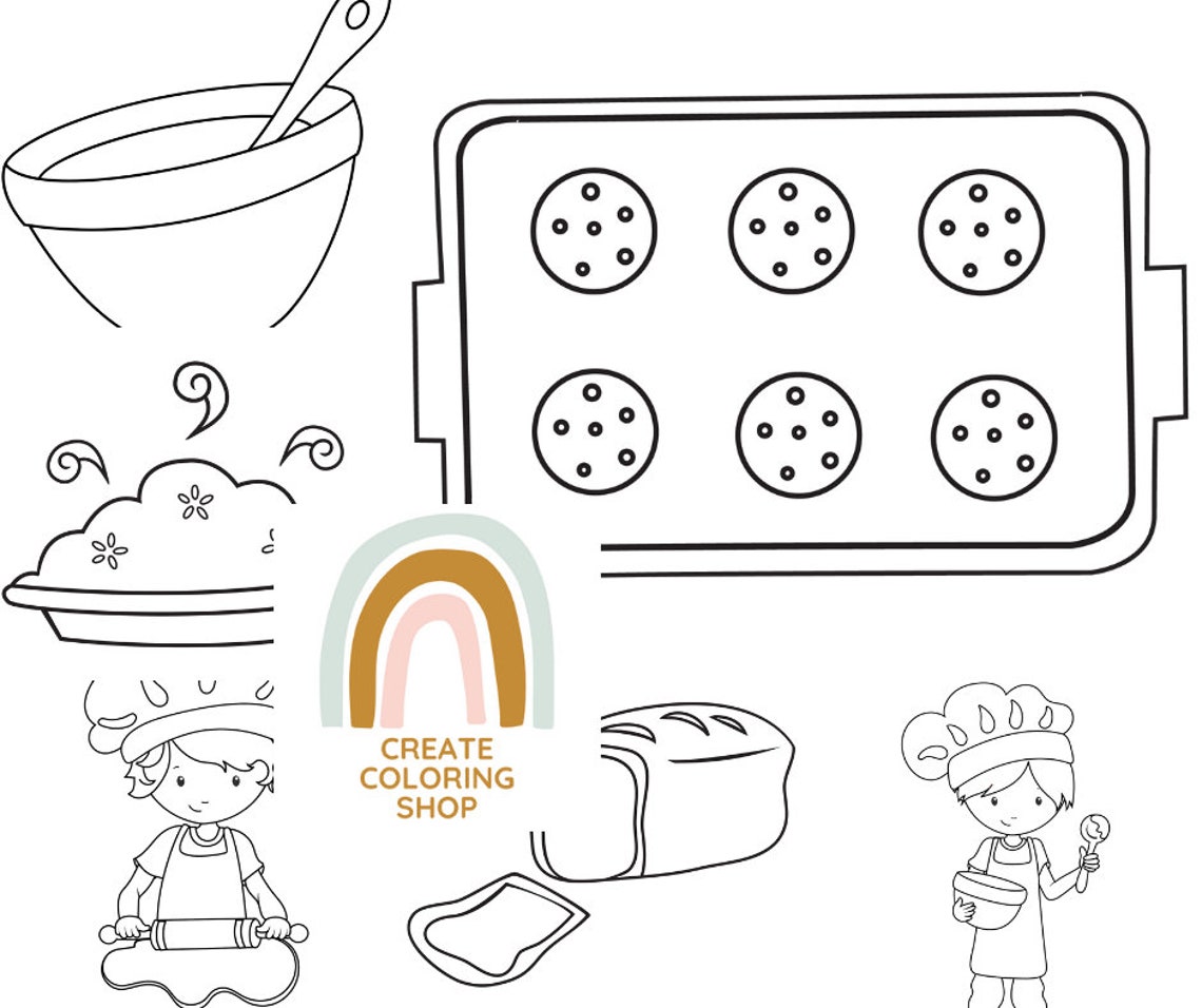 Baking Theme Coloring Pages 20 Pages - Etsy