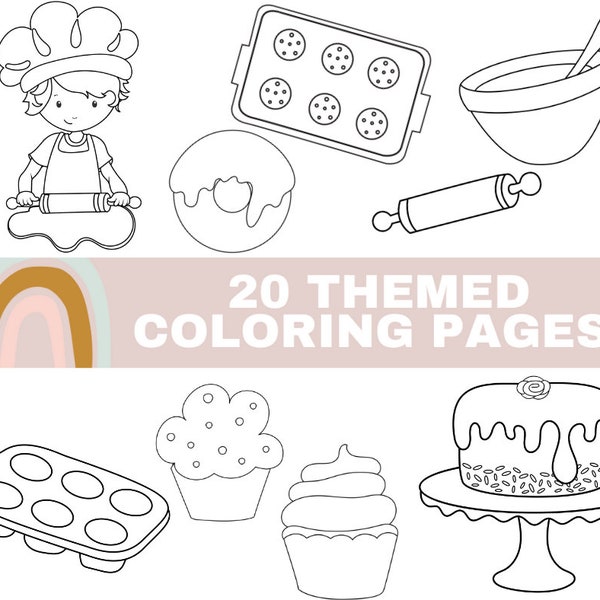 Baking Coloring Page - Etsy