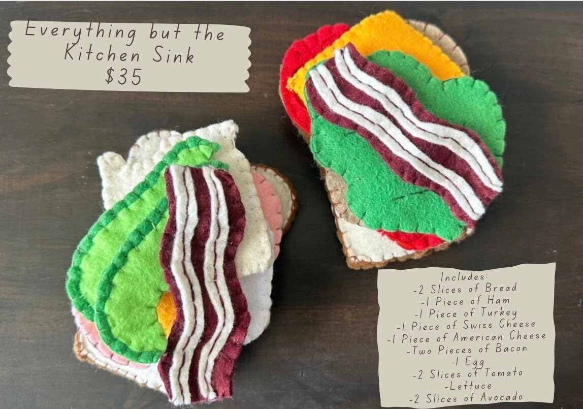 Felt Play Sandwich | Pretend Kids Kitchen | Felt Food | Food Set ...