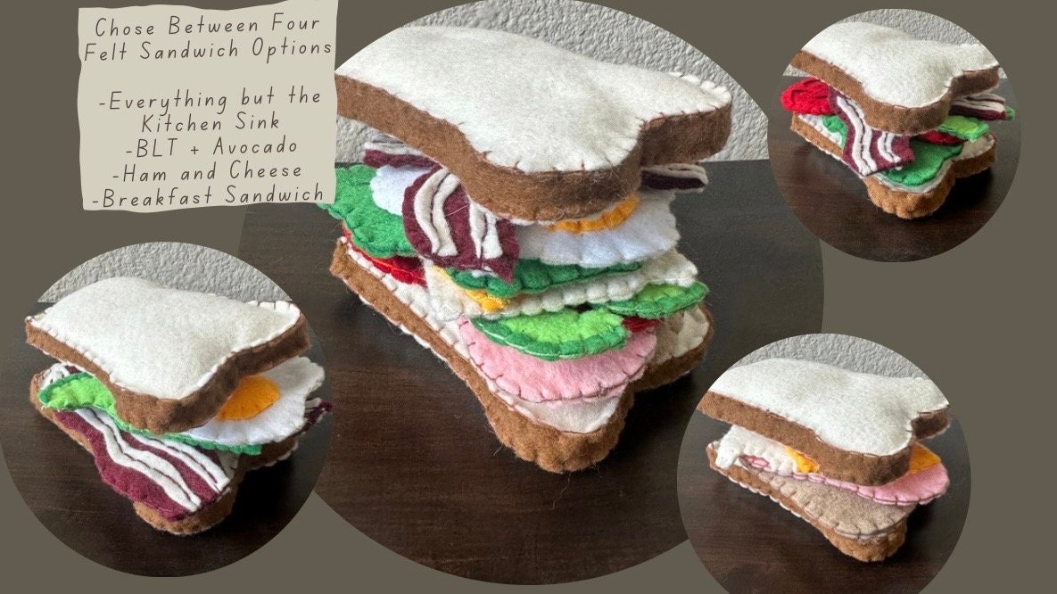 Felt Play Sandwich | Pretend Kids Kitchen | Felt Food | Food Set ...