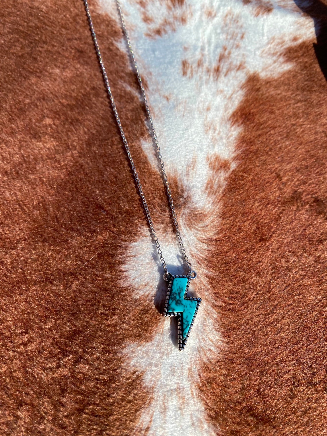 Stone Lightning Bolt Necklace - Etsy