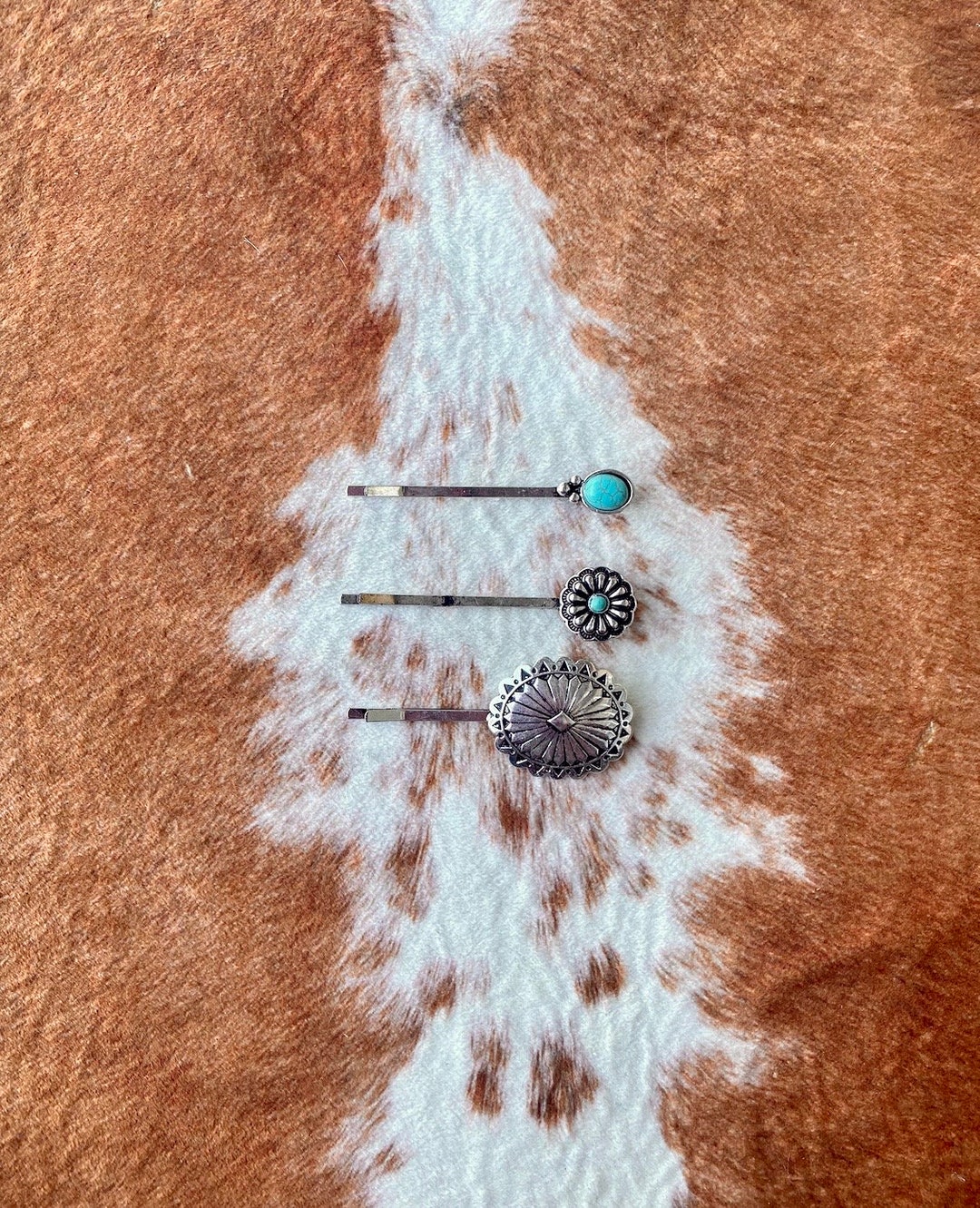 Western Concho Stone Hair Pins - Etsy