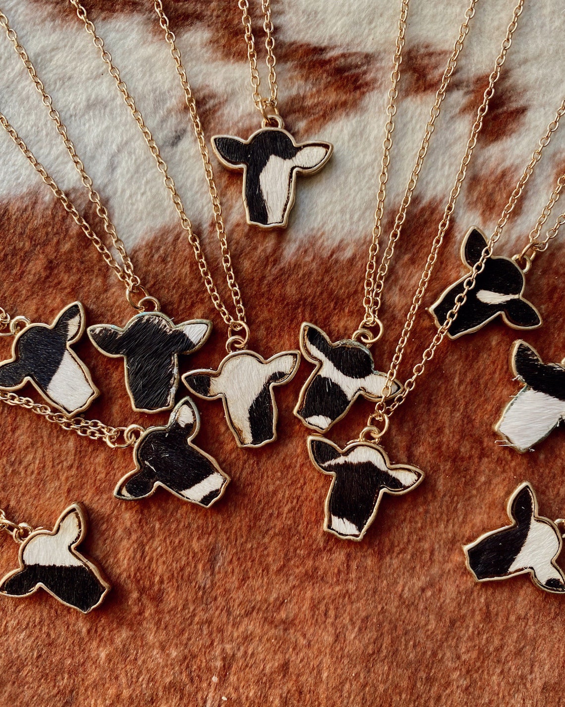 Cow Head Genuine Leather Fur Hide Necklace - Etsy