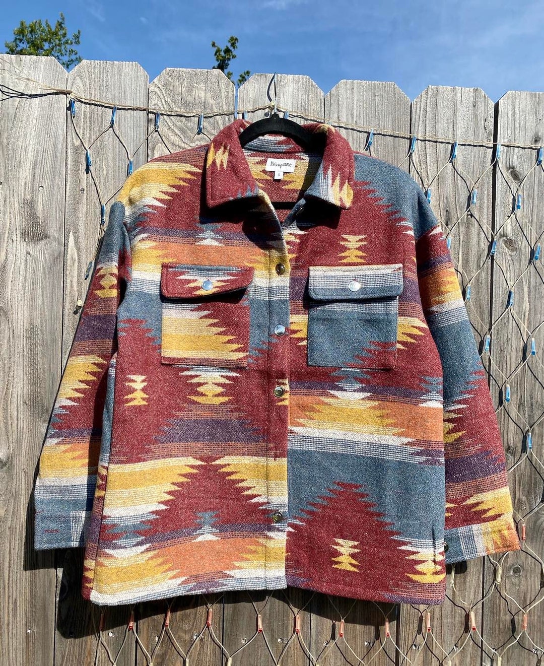 Yellowstone Aztec Flair Shacket-burgundy - Etsy