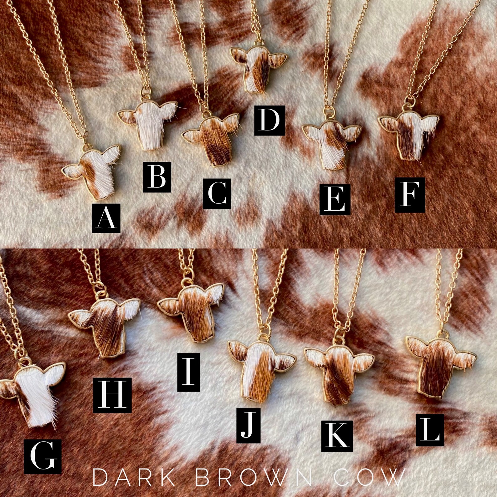 Cow Head Genuine Leather Fur Hide Necklace - Etsy