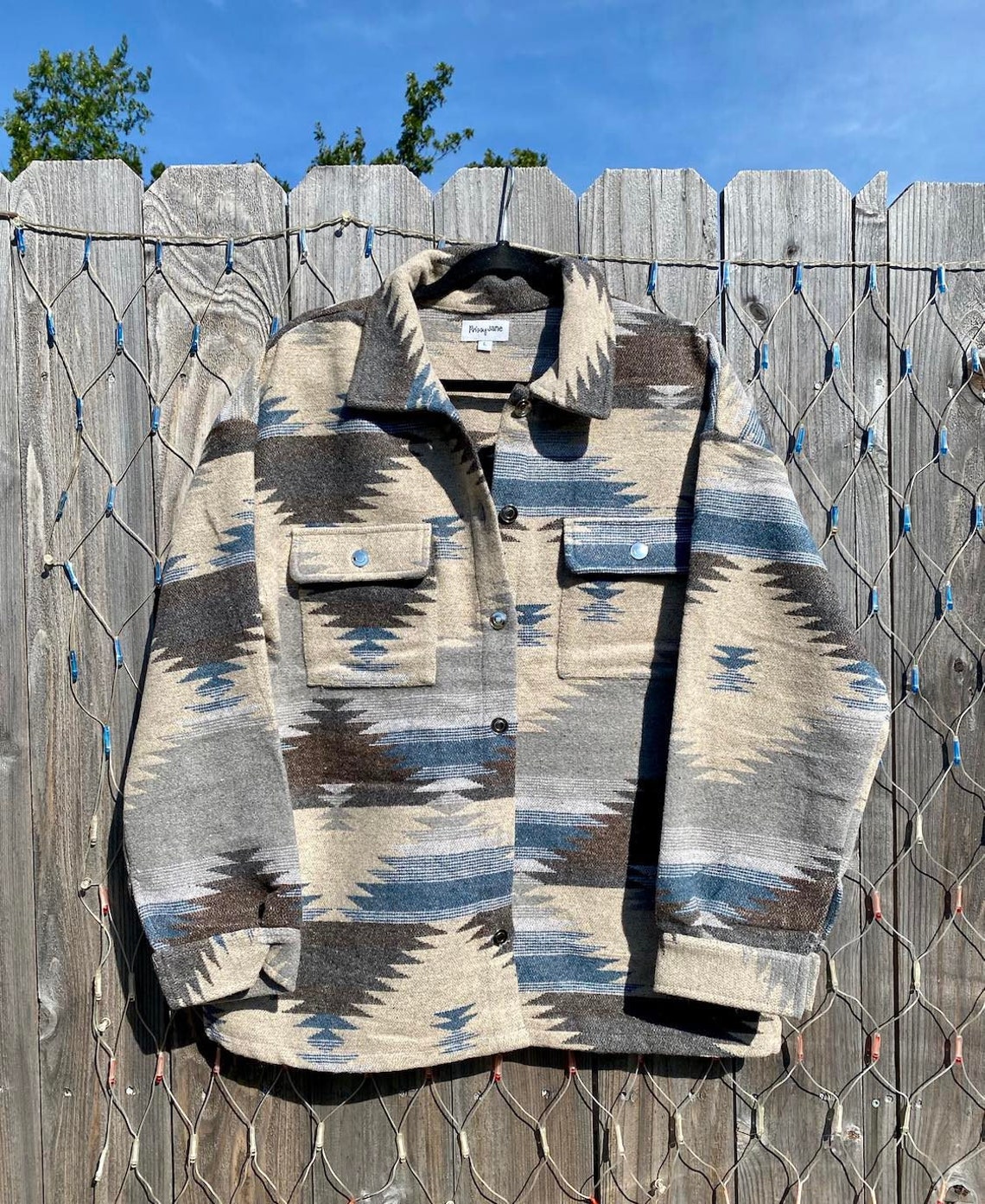 Yellowstone Aztec Flair Shacket-navy - Etsy