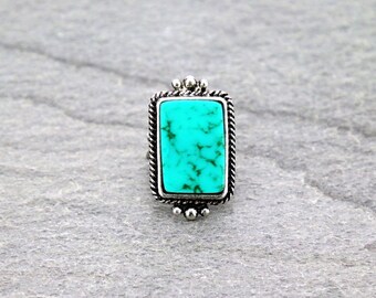 Rectangle Stone Ring | Etsy