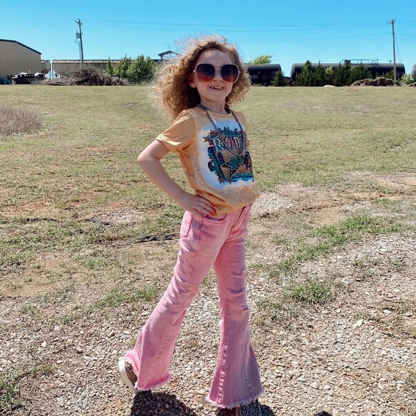 Pink Flare Pants Girl - Etsy