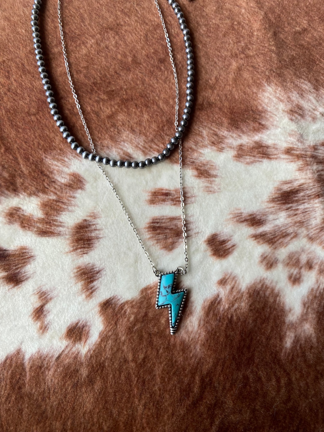 Lightning Bolt Pendant Layered Choker Necklace - Etsy