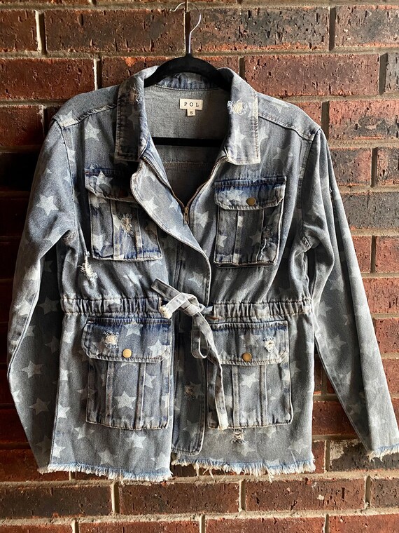 Oversized Blue Denim Star Jacket-distressed | Etsy
