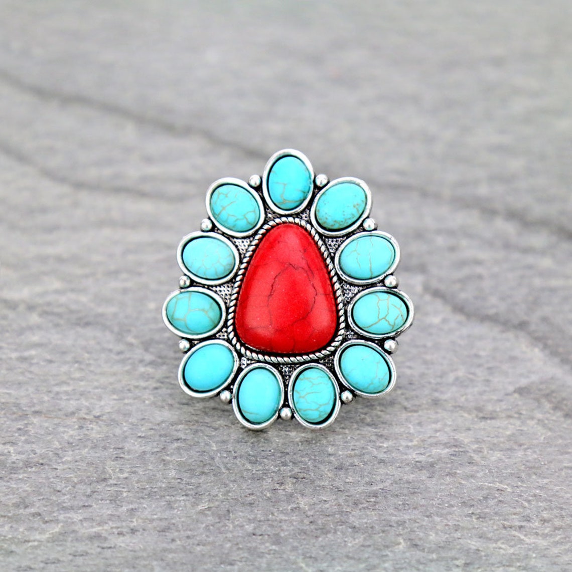 Western Stone Cuff Ring - Etsy