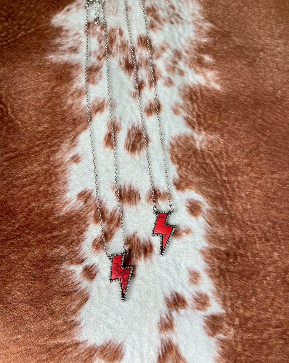 Stone Lightning Bolt Necklace - Etsy