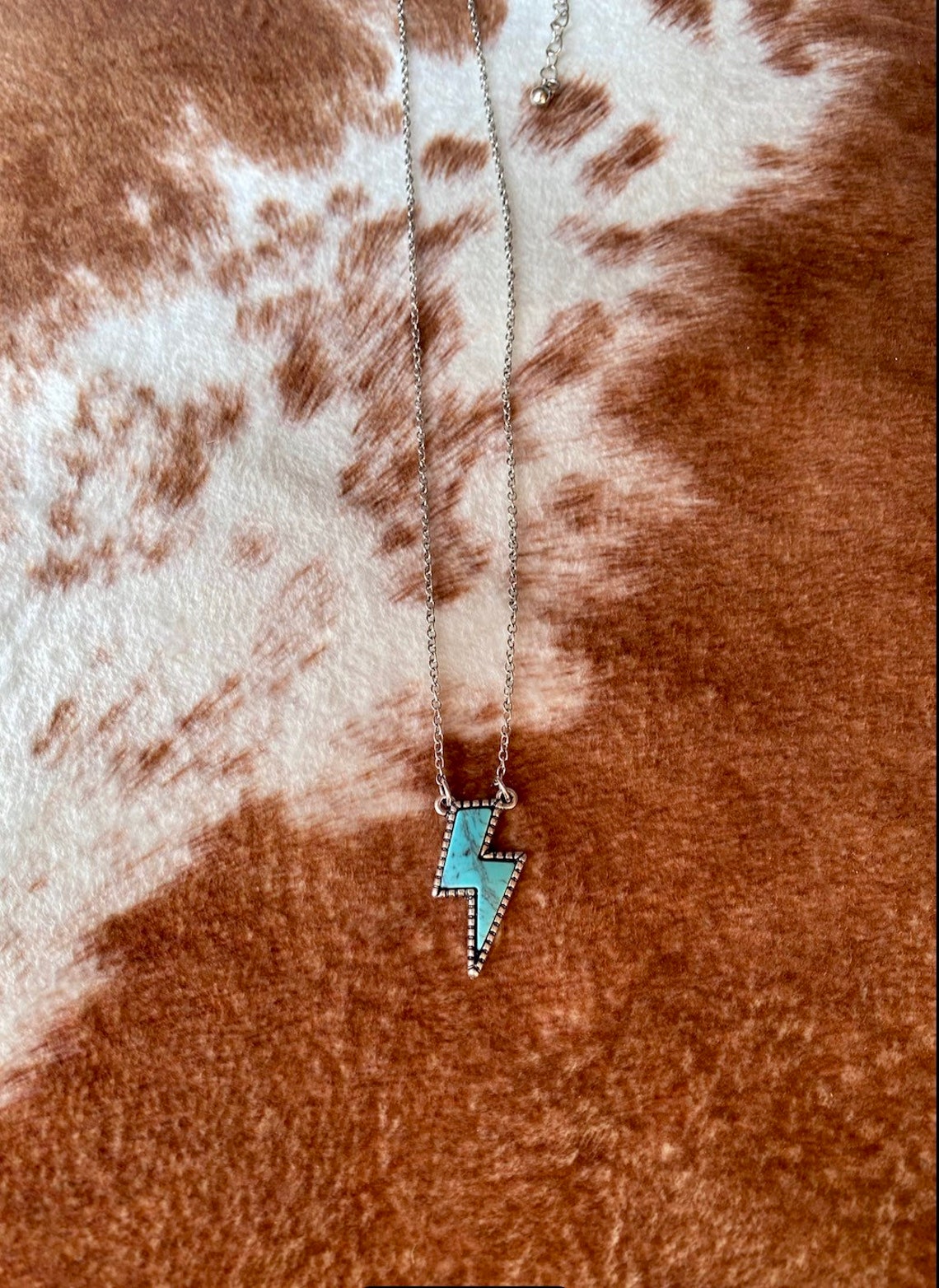 Stone Lightning Bolt Necklace - Etsy