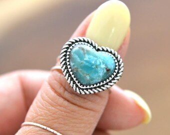 Turquoise Heart Ring | Etsy