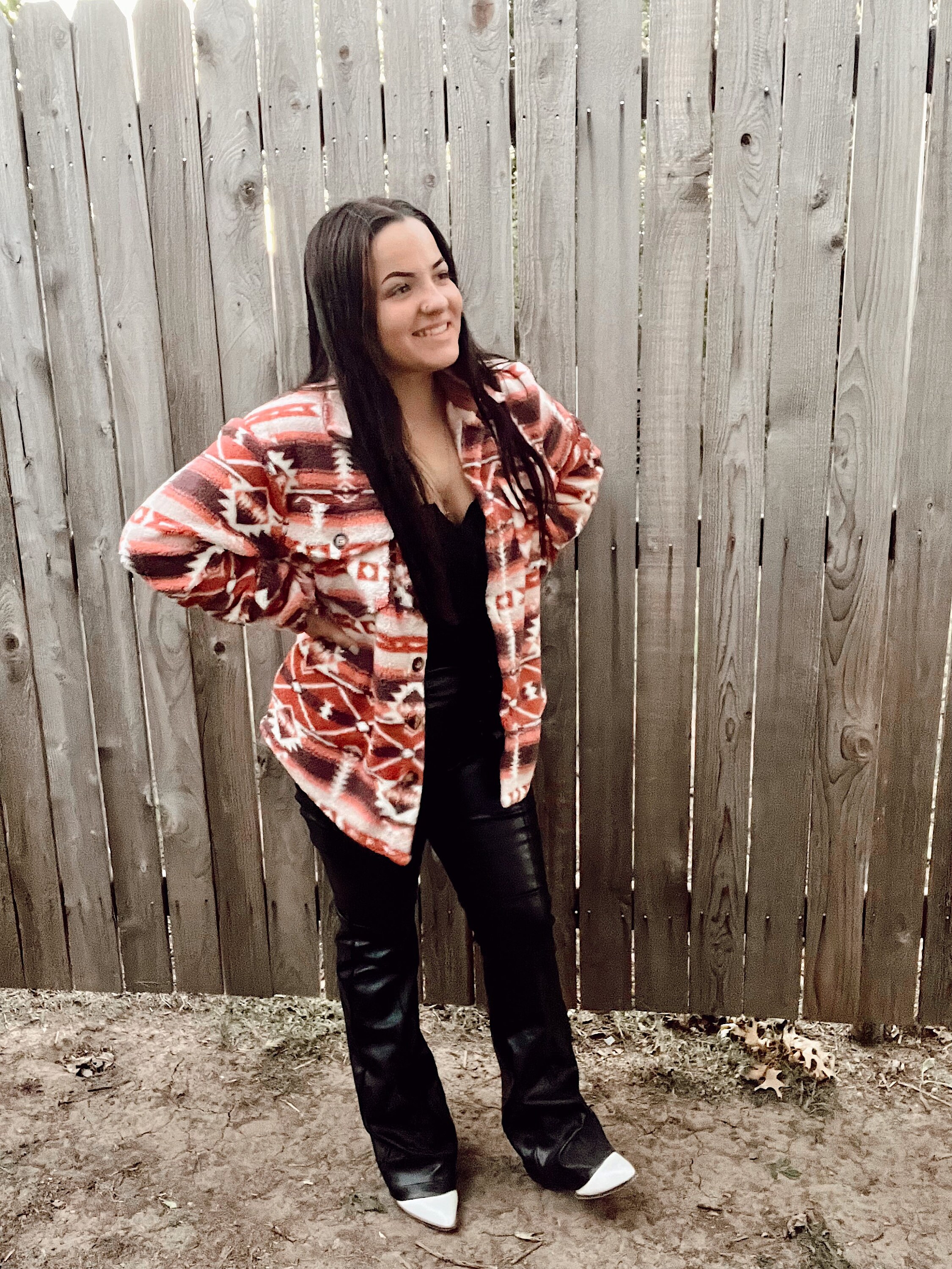 Cartwright Canyon Aztec Sherpa Shacket-blush - Etsy