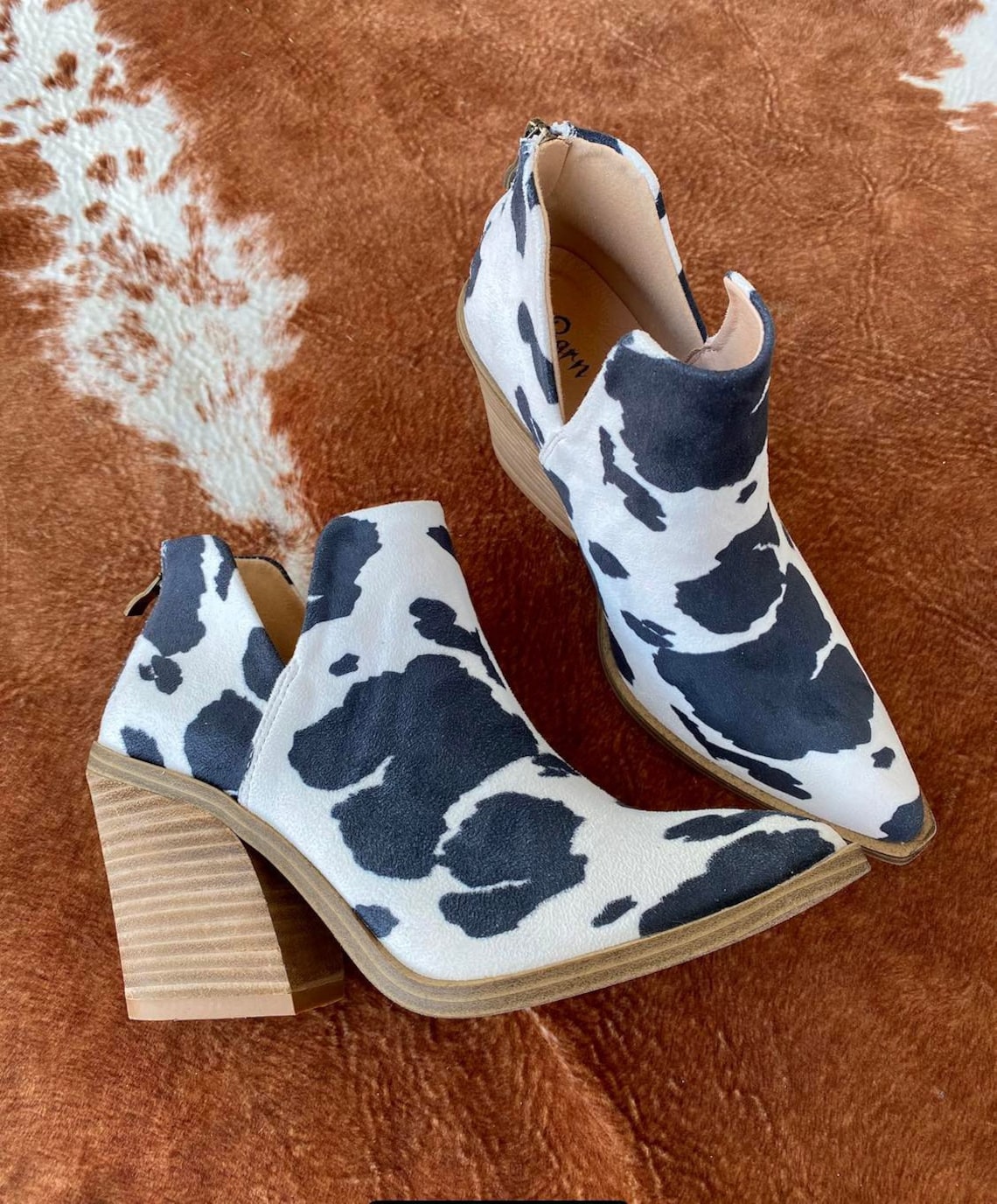 Cow Print Booties - Etsy