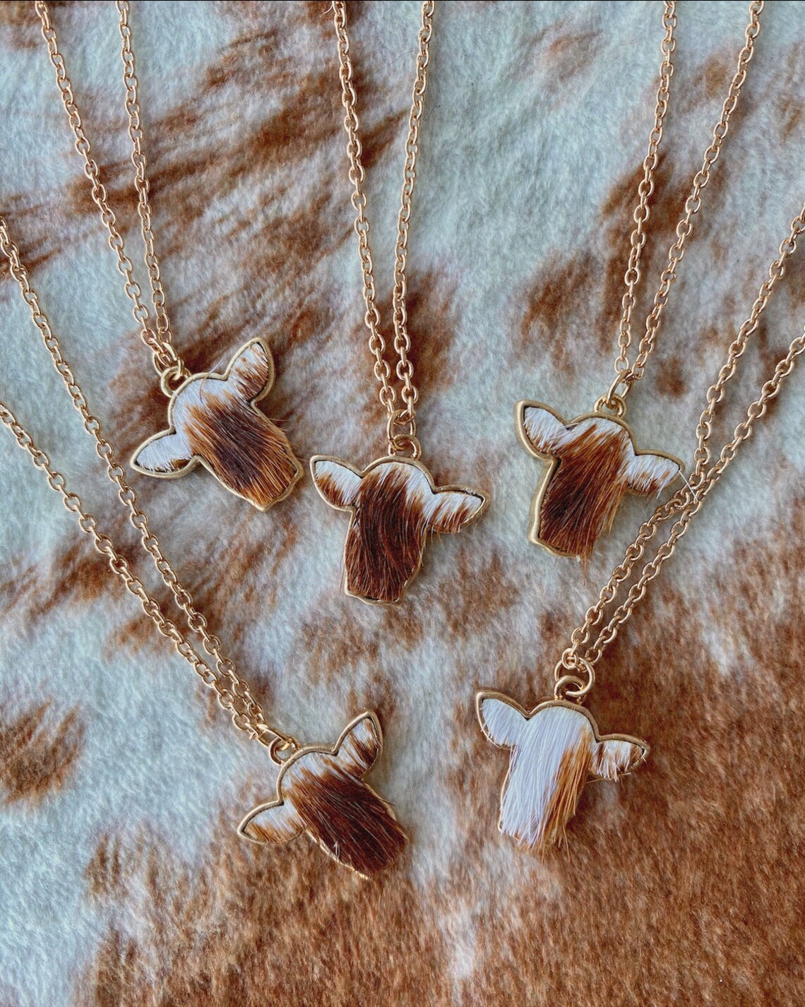 Cow Head Genuine Leather Fur Hide Necklace - Etsy