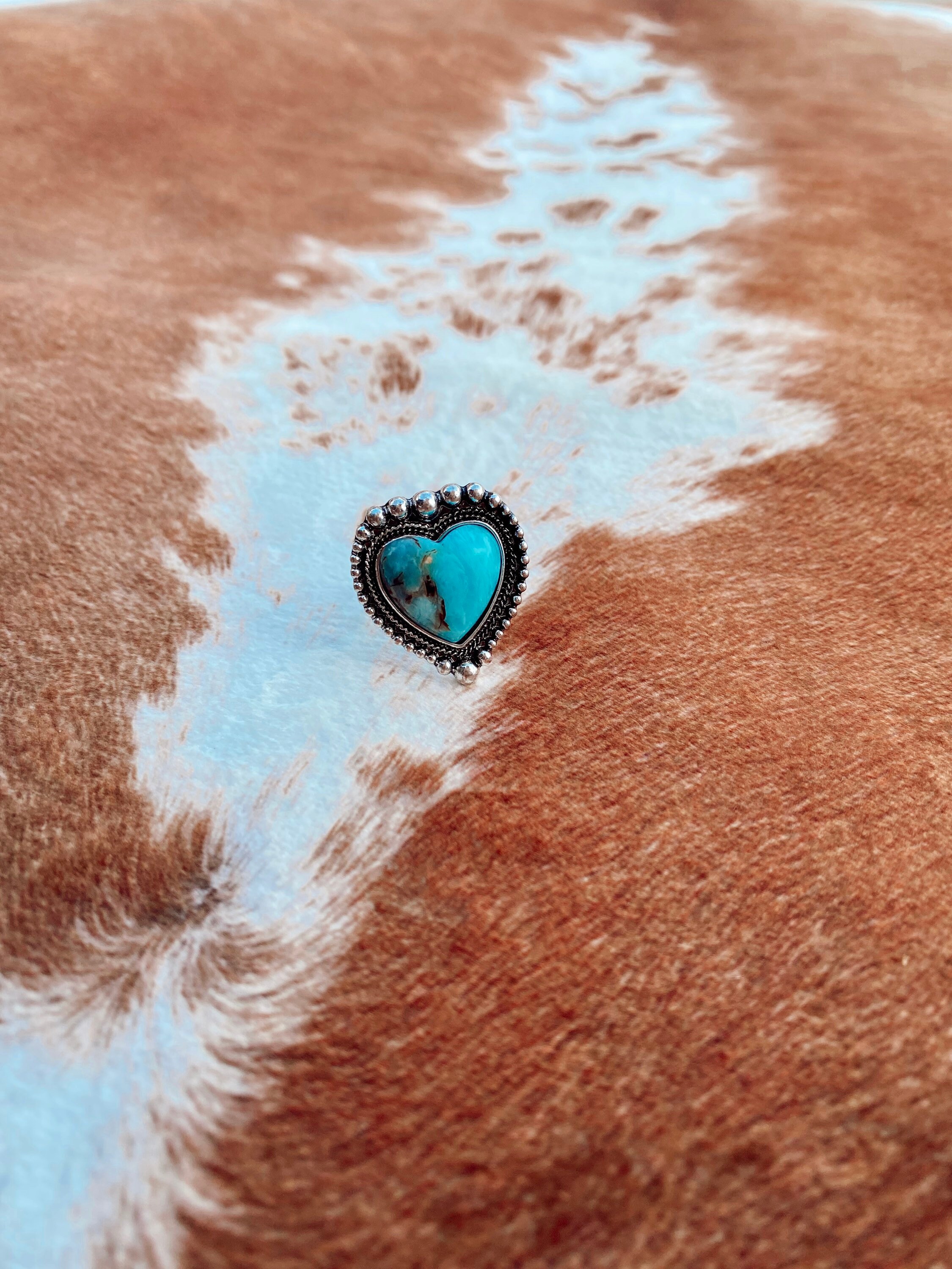 Turquoise Semi Stone Heart Ring - Etsy
