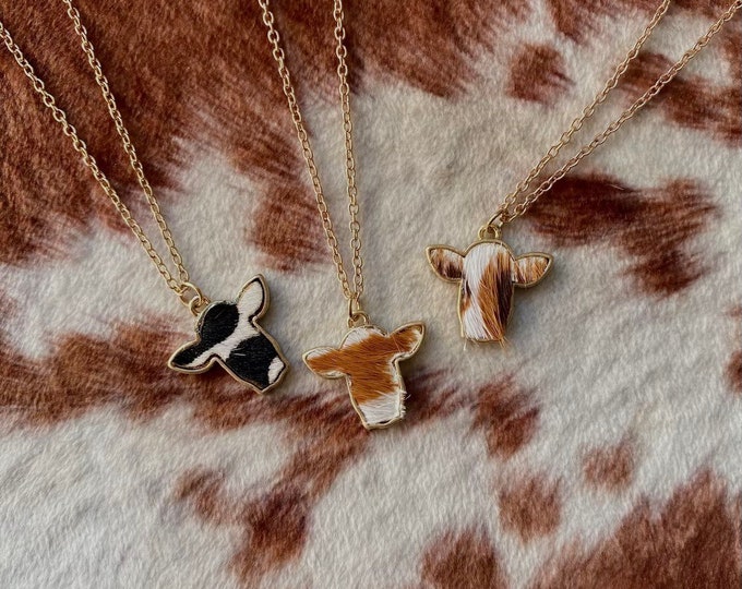 Cow Head Genuine Leather Fur Hide Necklace - Etsy