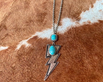 Stone Lightning Bolt Necklace - Etsy