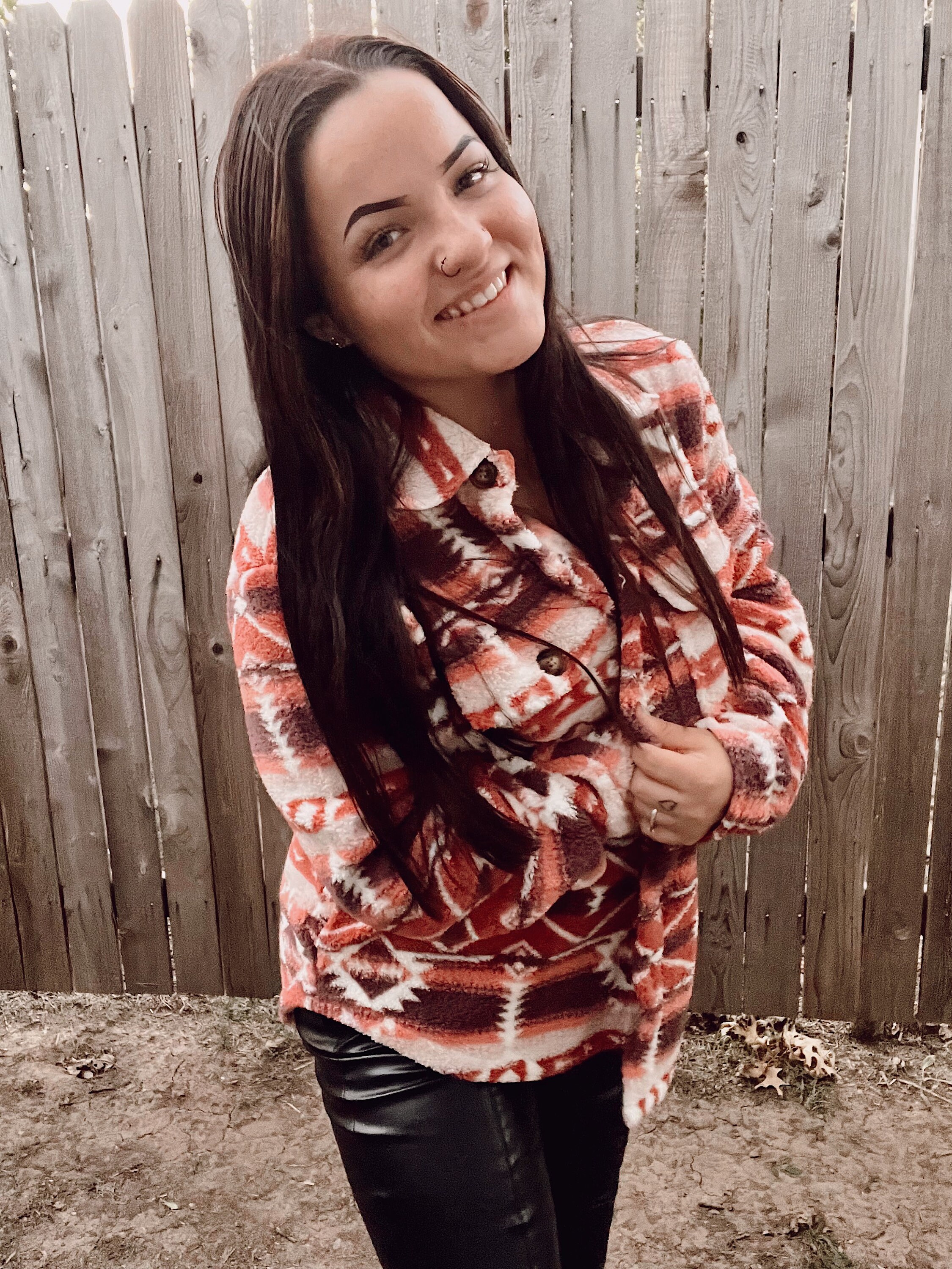 Cartwright Canyon Aztec Sherpa Shacket-blush - Etsy