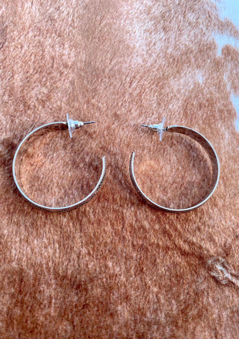 Western Texture Hoop Earrings - Etsy