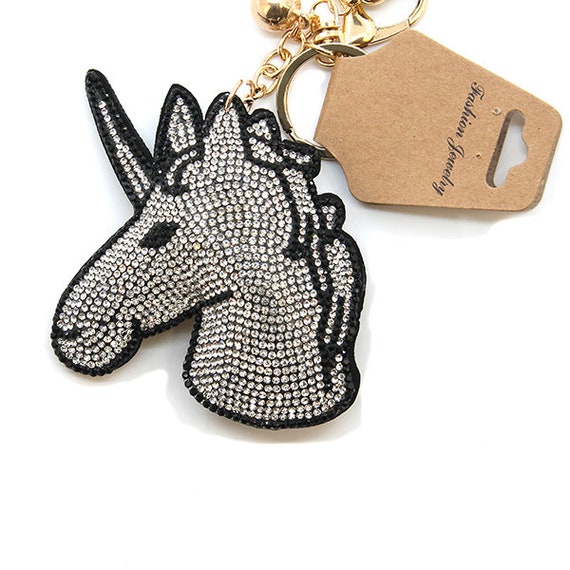 Rhinestone Shiny Unicorn Keychain | Etsy