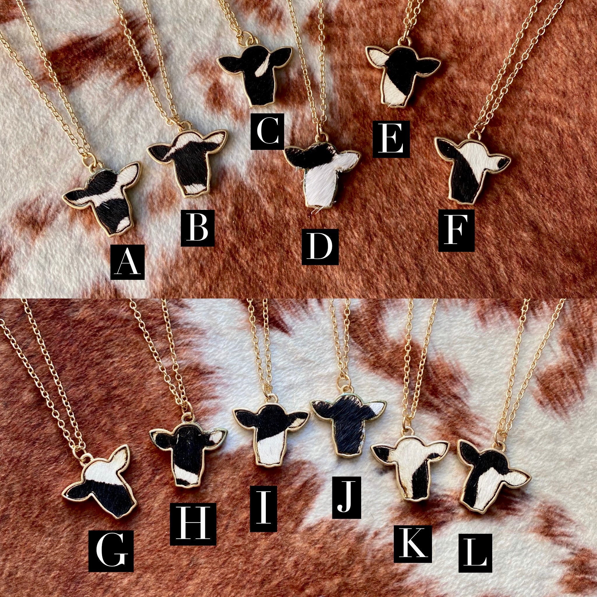 Cow Head Genuine Leather Fur Hide Necklace - Etsy