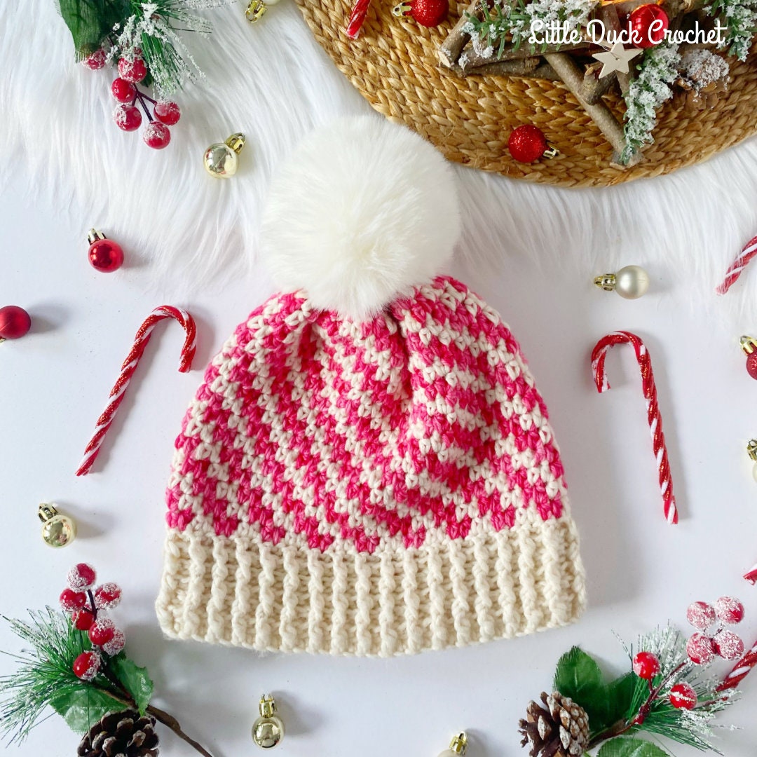 Peppermint Swirl Hat Pattern, Crochet Hat Pattern, Crochet Beanie ...
