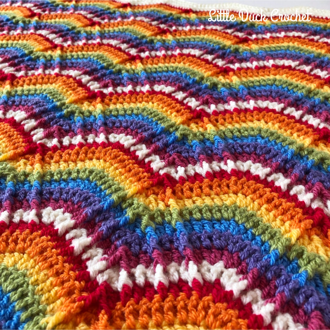 Rainbow Ripples Blanket PDF Crochet Pattern Instant Download | Etsy