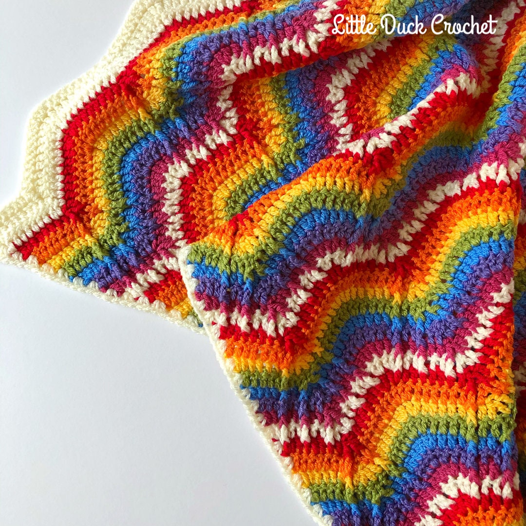 Rainbow Ripples Blanket PDF Crochet Pattern, Instant Download, Crochet ...