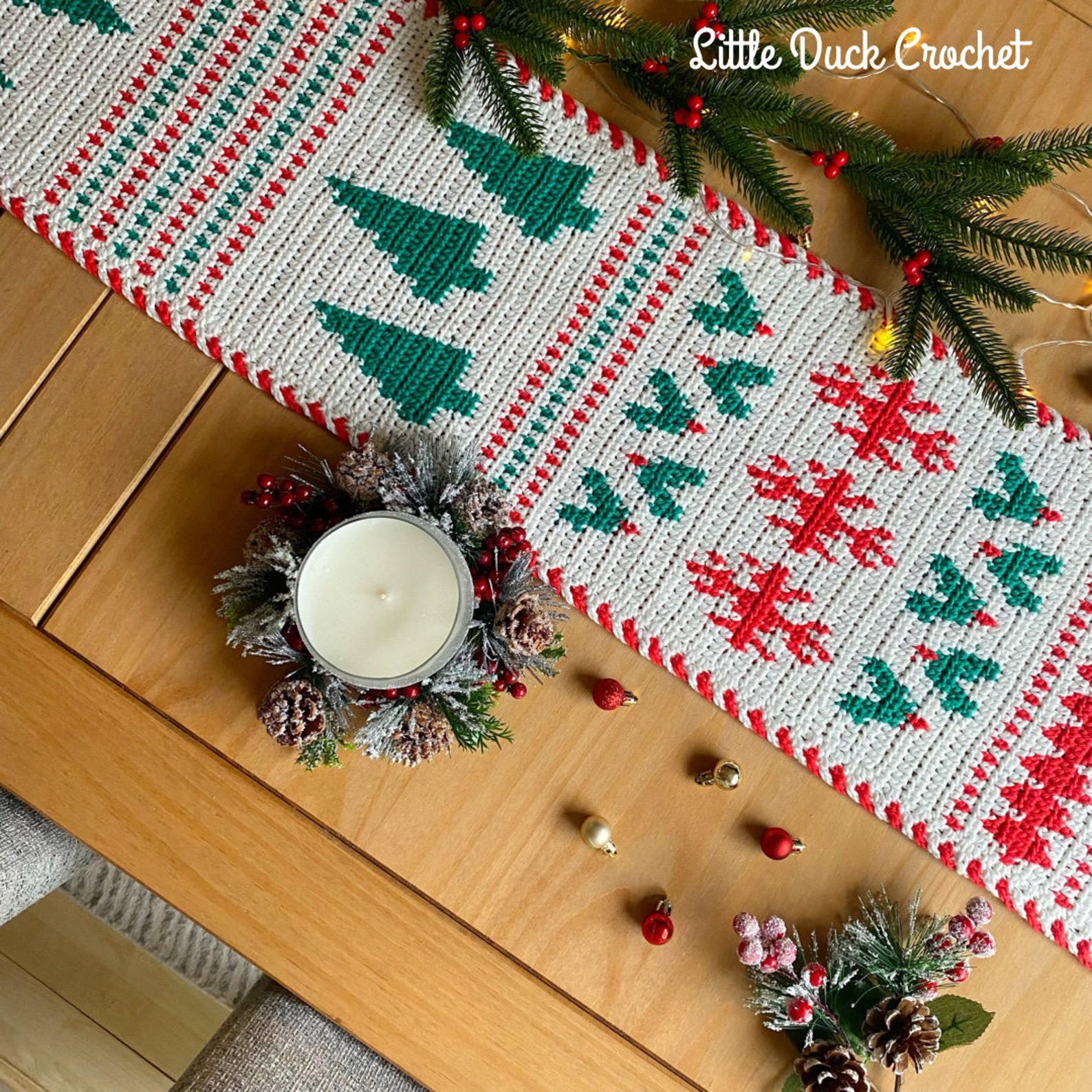 Holly Jolly Crochet Table Runner PDF Pattern | Christmas Crochet Table ...
