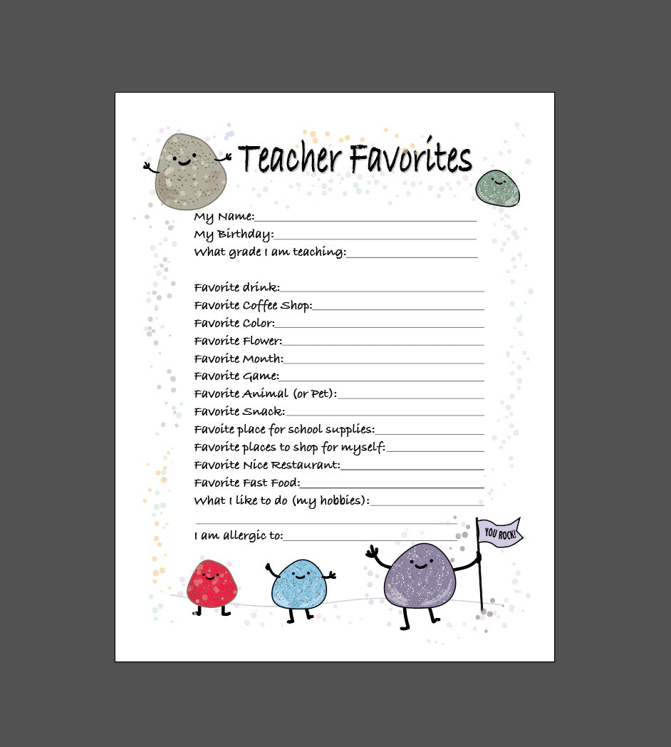 Teacher Favorites Printable- -my Favorites - All About Teacher ...