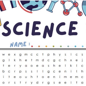 Science Word Search - Cute Science and Space Printable - Science ...