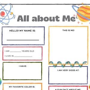 All About Me Cute Science and Space Printable - Student Favorites - Get ...