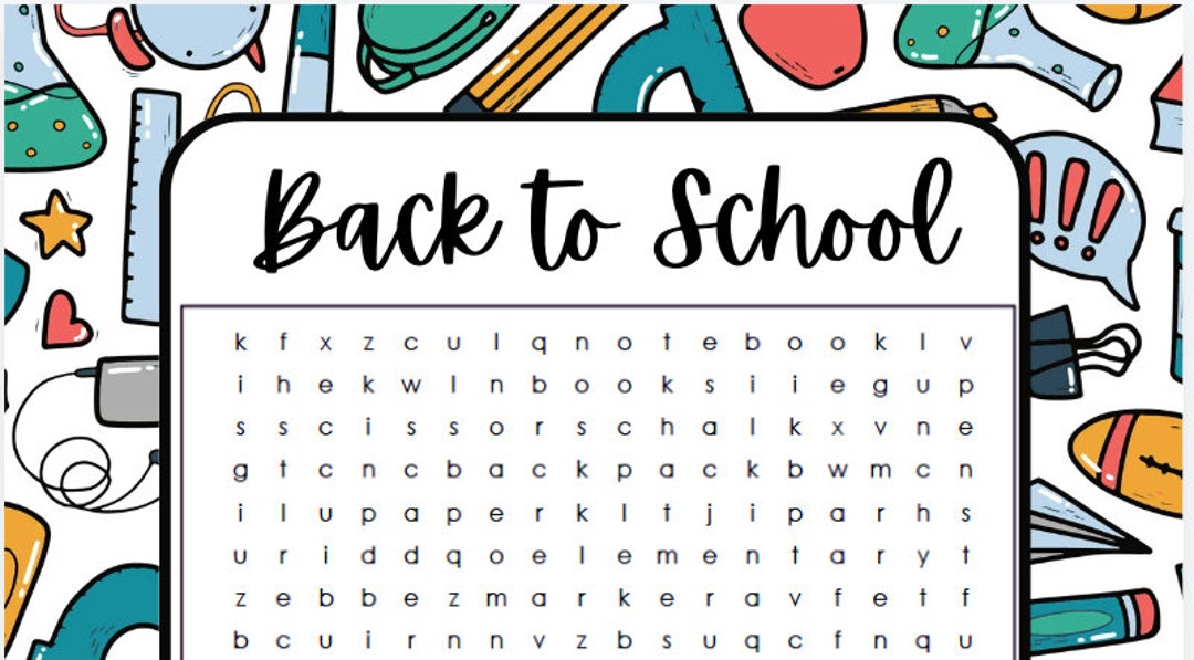 Back to School Word Search - Cute Back to School Printable - Word ...