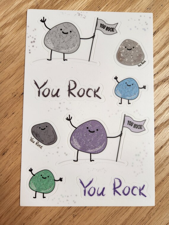 8 Piece You Rock Sticker Sheet Geology Sticker Science Pun - Etsy