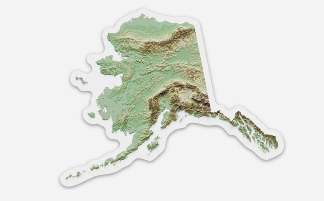 Alaska Topography Sticker - Alaska - AK -relief - Topo - Topographic ...